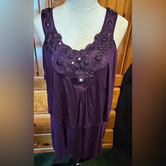 Tops | Judith Purple Rhinestone Tunic Size 3x | Poshmark